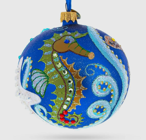 CC SEA HORSE / SEA TURTLE GLASS HOLIDAY ORNAMENT – Seaside Gallery and ...